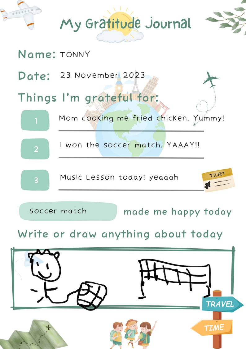 Gratitude Journal, Kids Gratitude Journal Printable, Kids Mindfulness ...