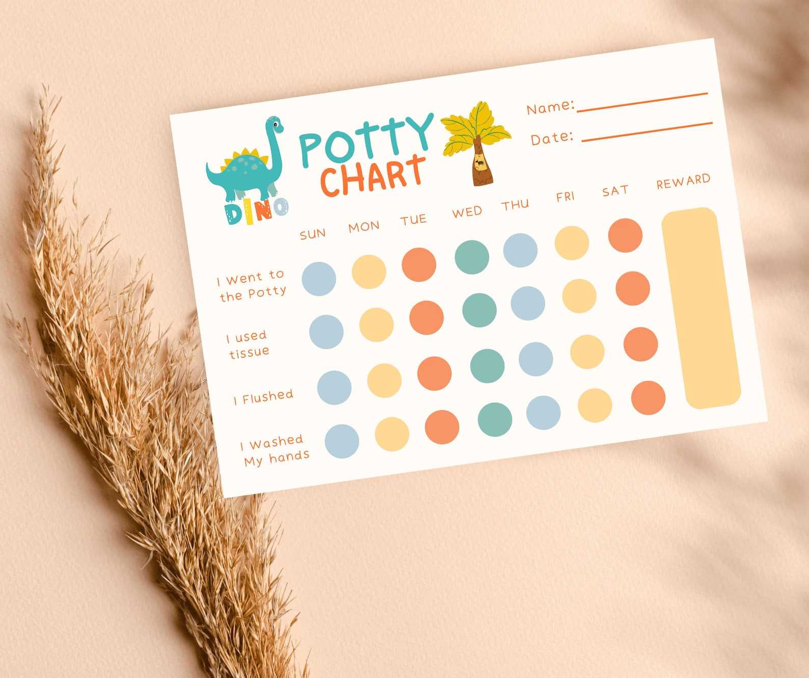 Potty Chart, Dino Potty Chart, My Potty Chart, Potty Training Chart ...