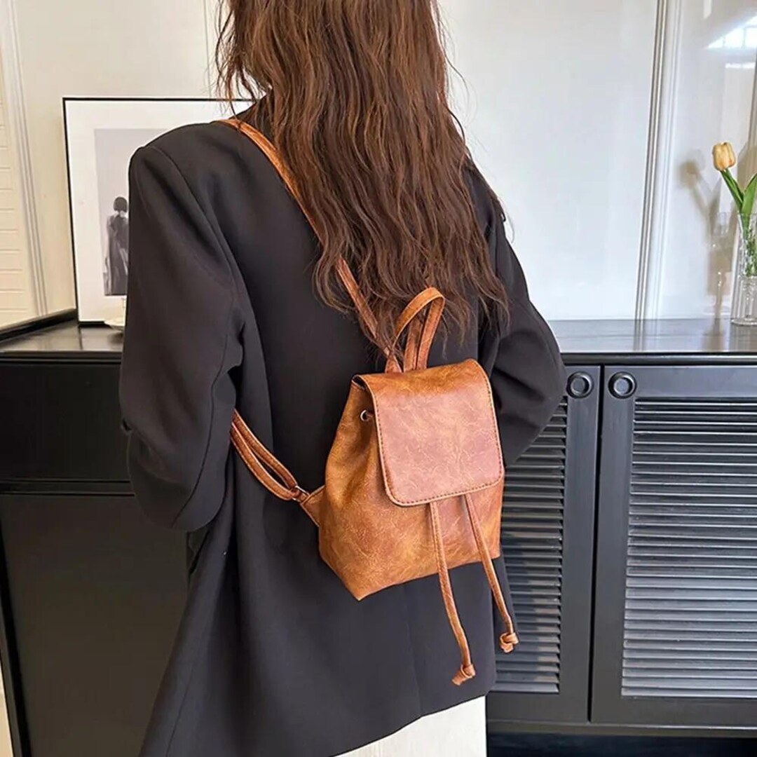 Leather Backpack Women Small, Mini Leather Backpack, Purse, Minimalist ...