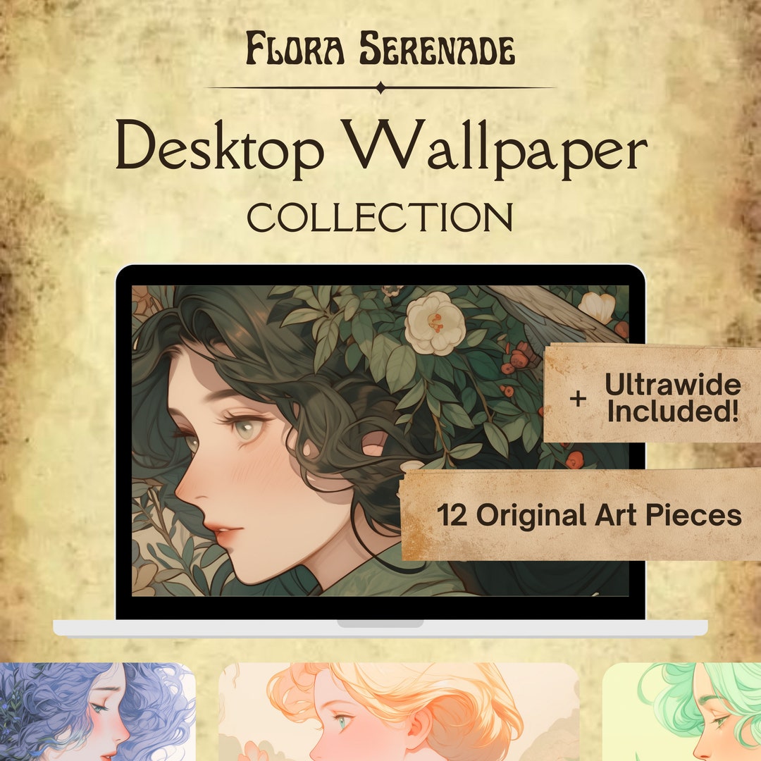 Flora Serenade Nouveau Desktop Wallpaper Collection | Set of 12 ...