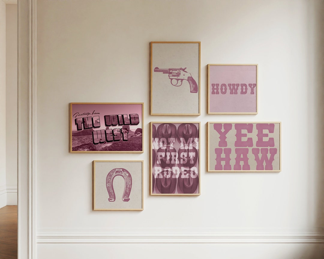 Pink Wild West Wall Art Collection Western Cowboy Digital Prints ...