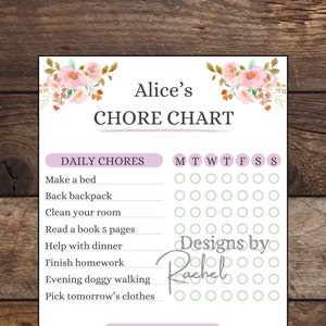 Kid's Chore Chart Template Canva, Chore Calendar Printable, Daily and ...