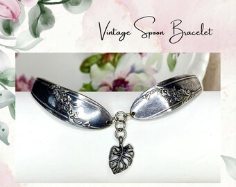Vintage Silver Plate Spoon Handle Bracelet, Floral Silverware / Flatware, Jewelry, Antique ...