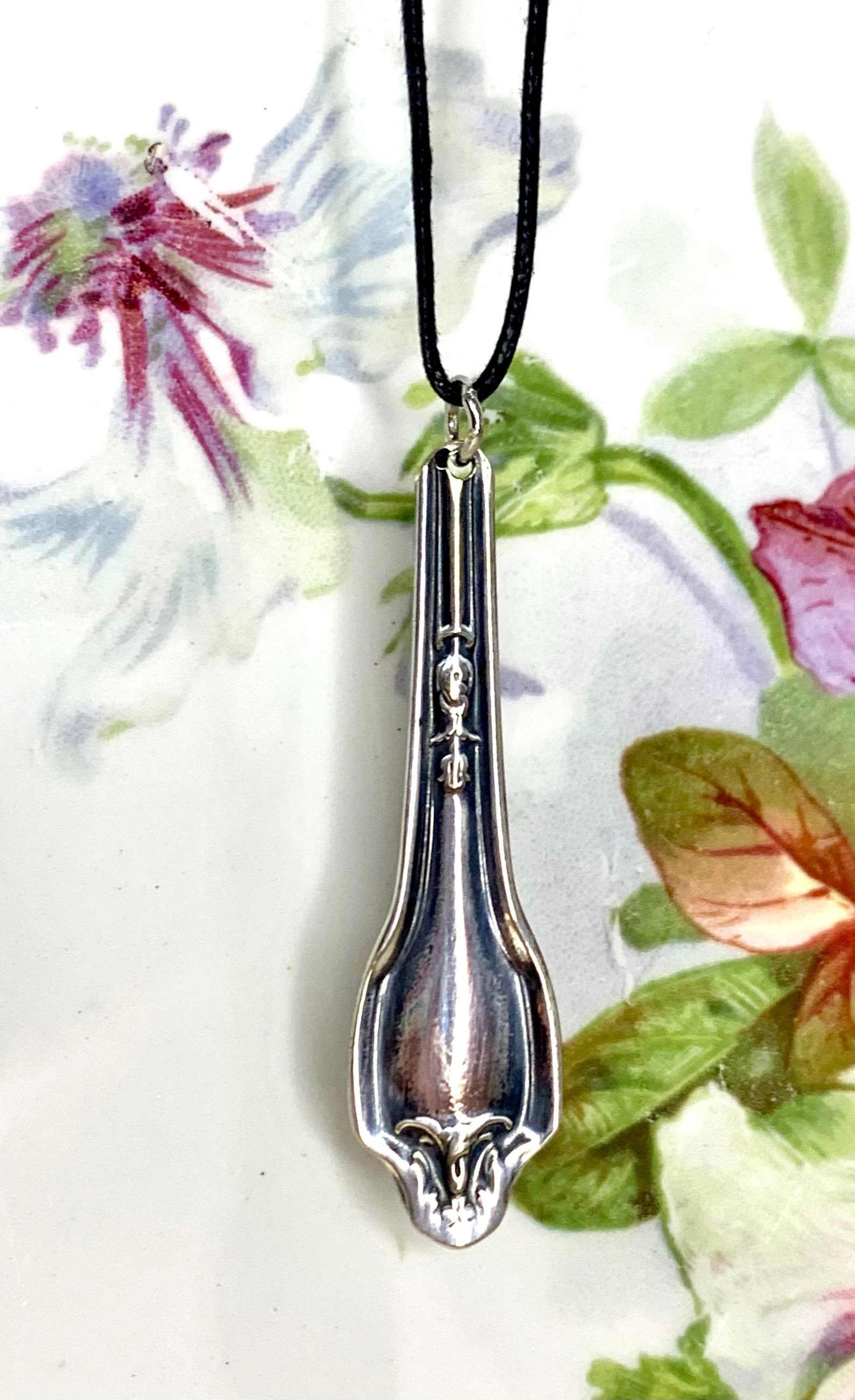 Vintage Silver Plate Spoon Handle Pendant, Floral Silverware Necklace ...