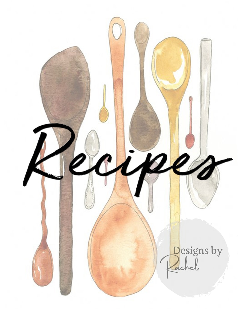 Recipe Cover Page Download Watercolor Binder Cover Meal Plan Cover - Etsy