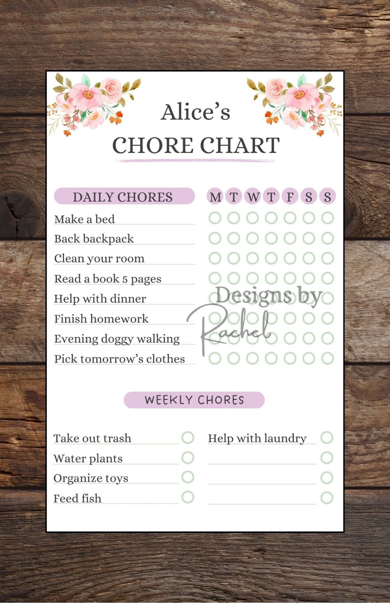 Kid's Chore Chart Template Canva, Chore Calendar Printable, Daily and ...