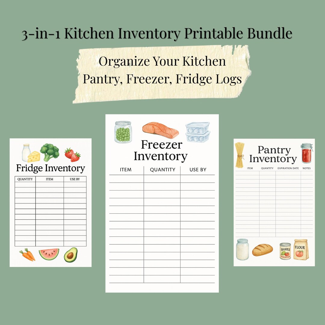 Kitchen Inventory Printables Bundle Pantry Freezer and Fridge ...