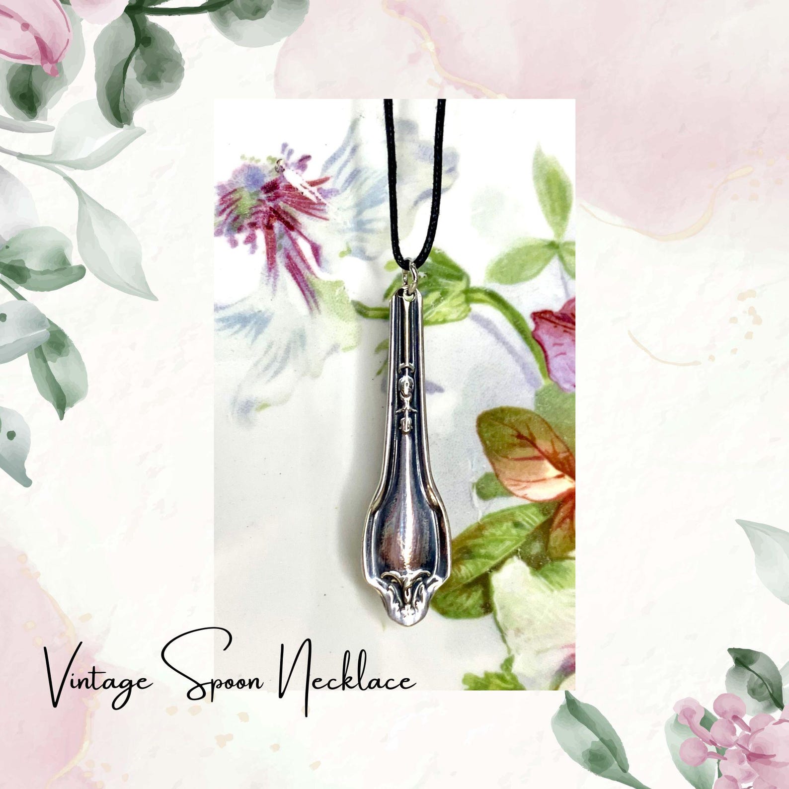 Vintage Silver Plate Spoon Handle Pendant, Floral Silverware Necklace ...