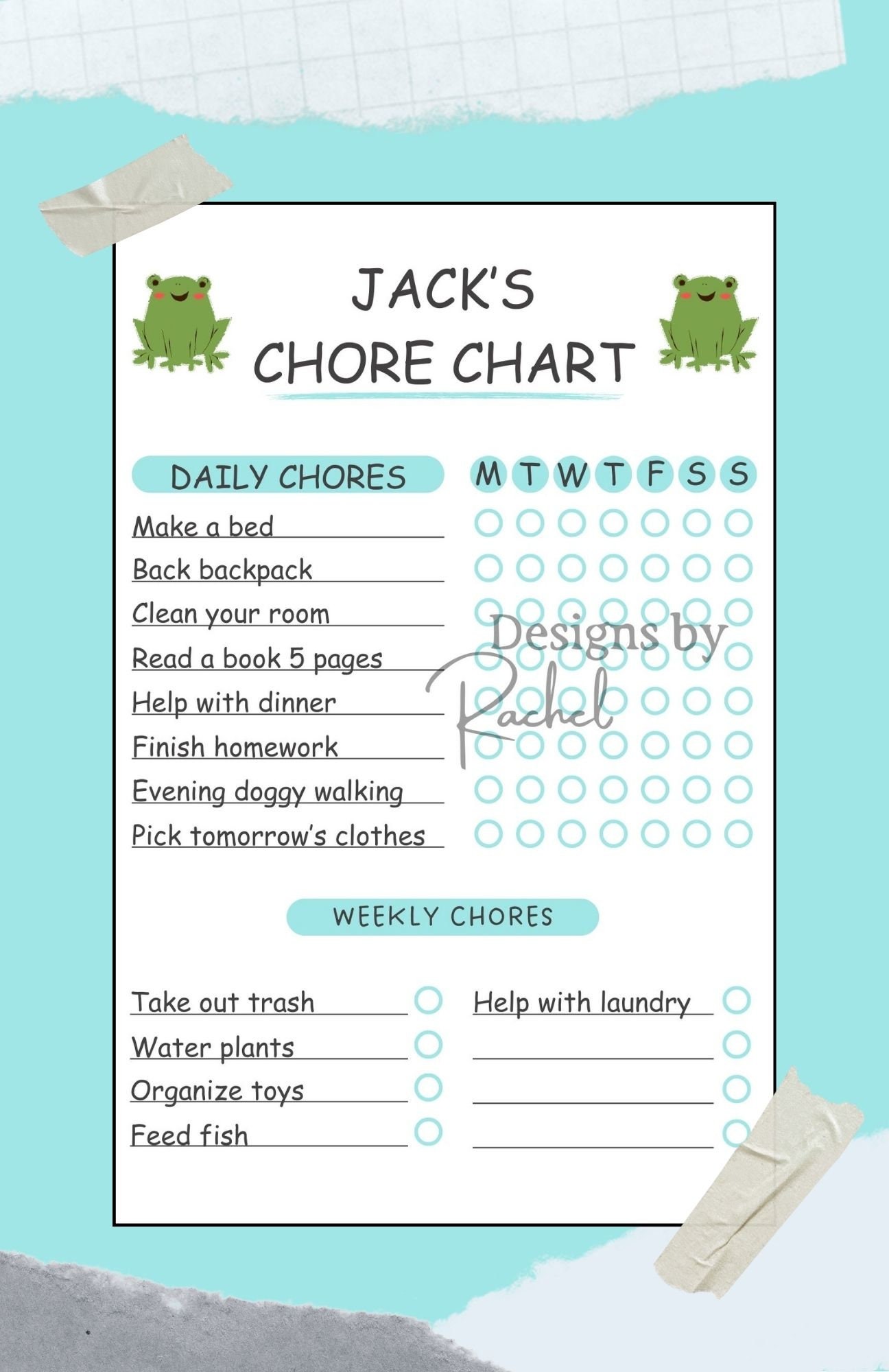 Kid's Chore Chart Template Canva, Chore Calendar Printable, Daily and ...