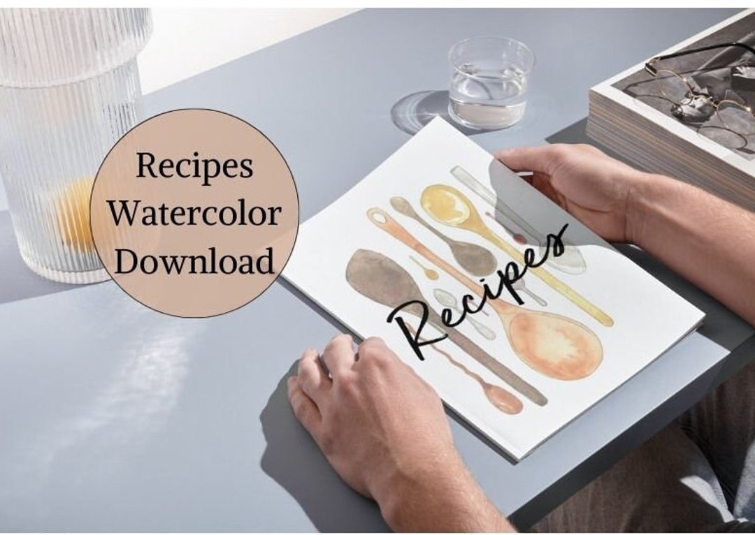 Recipe Cover Page Download Watercolor Binder Cover Meal Plan Cover - Etsy