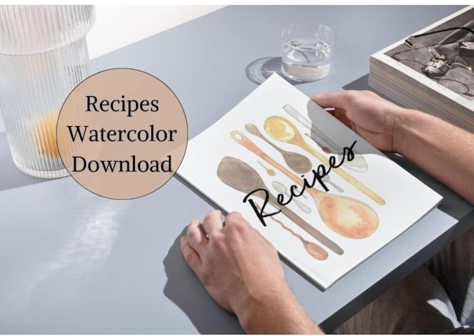 Recipe Cover Page Download Watercolor Binder Cover Meal Plan Cover - Etsy