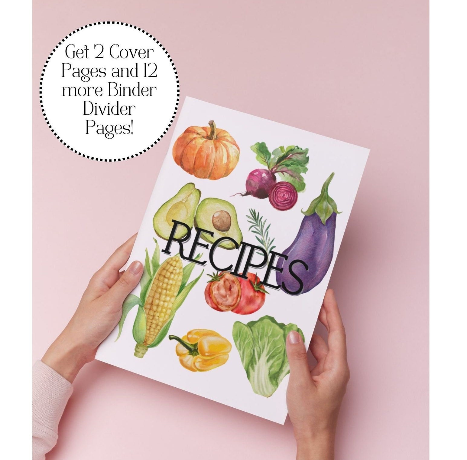 14 PRINTABLE Watercolor Recipe Covers & Binder Dividers, Meal Prep ...