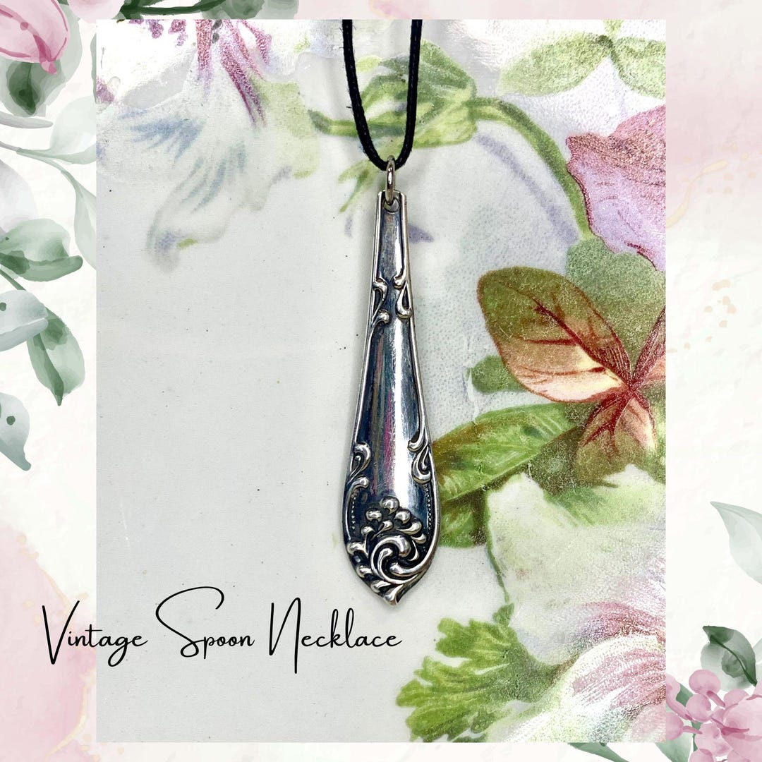 Vintage Silver Plate Spoon Handle Pendant, Floral Silverware Necklace ...