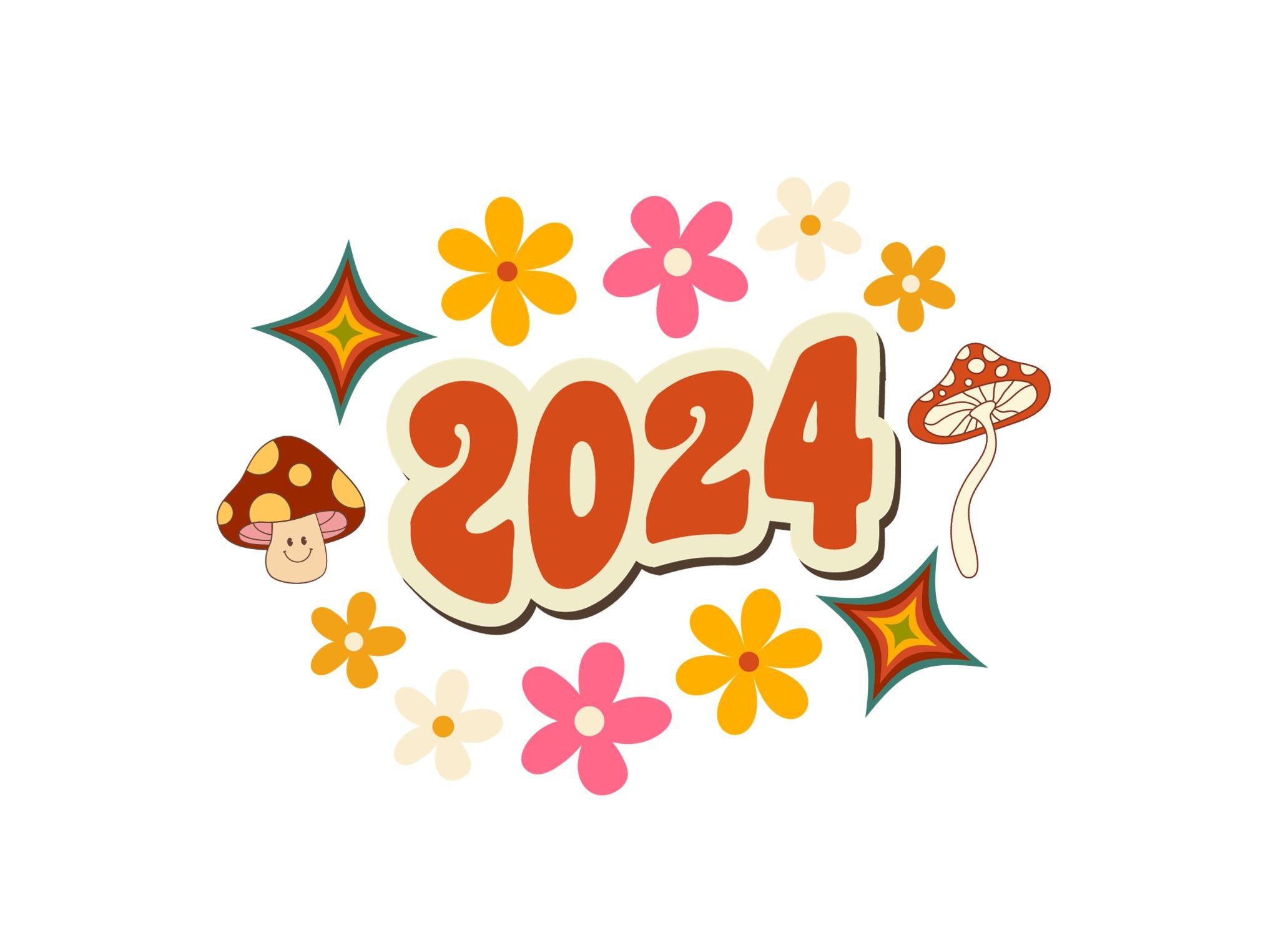 Groovy 2024 Clip Art Etsy