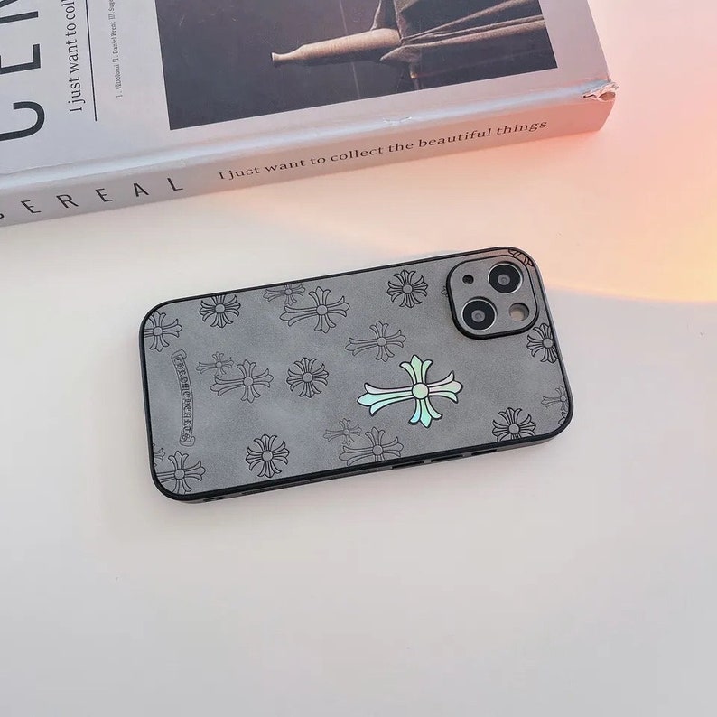 Vintage Leather Chrome Hearts Y2K Cross Leather iPhone Case - Etsy