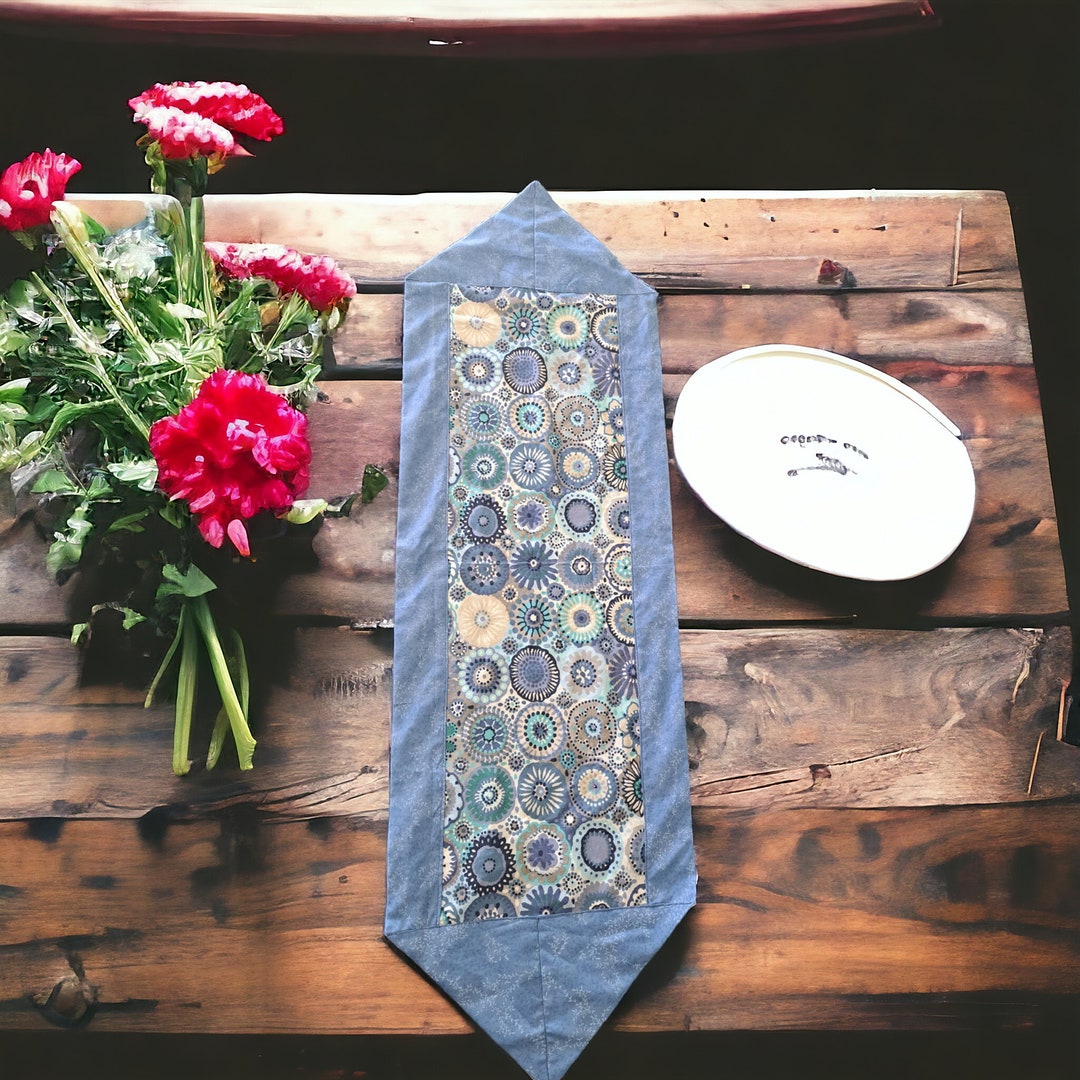 Handmade Blue Cotton Canvas Table Runner With Stitching - Etsy