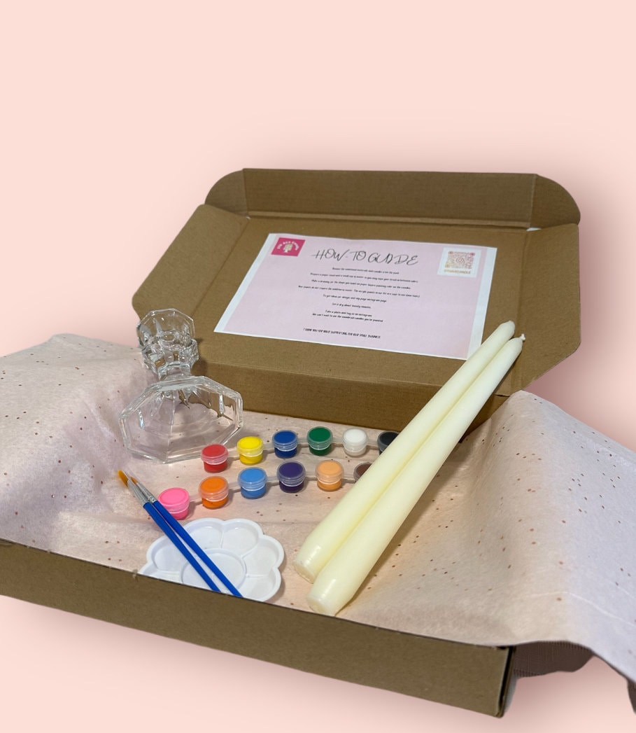 DIY Candle Painting Kit: Craft Activity With Acrylic Paints - Etsy