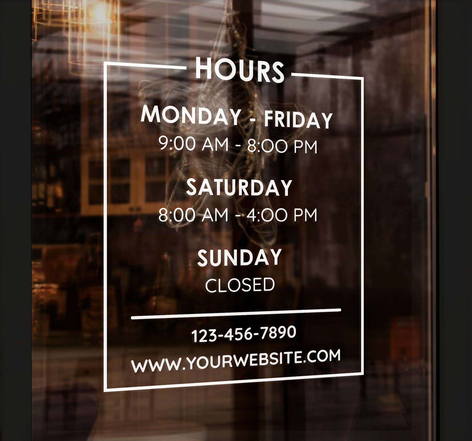 Custom Store Hours Decal Business Door Sign for Hours of Operation Open ...