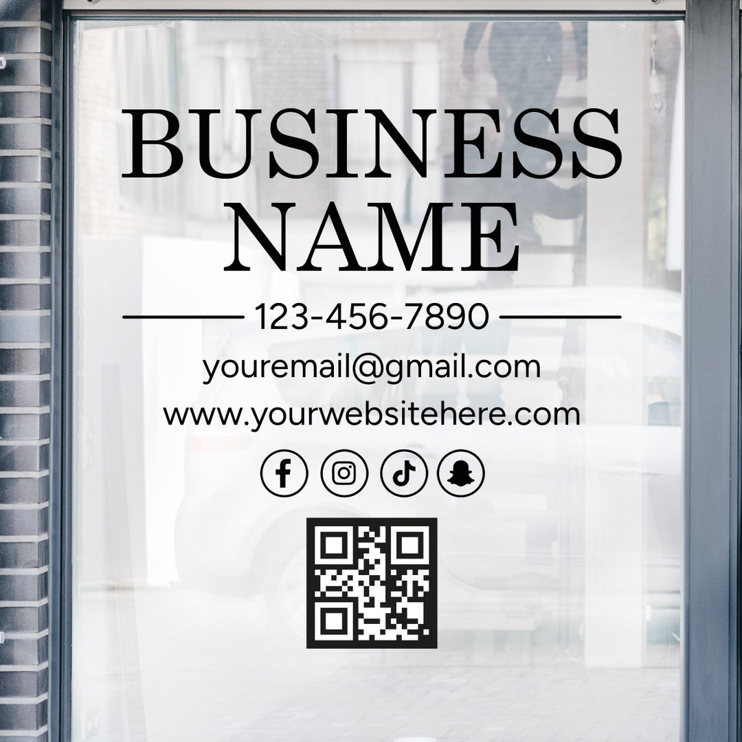 Business Name Window Decal - Your Company Name Vinyl Decal - Storefront ...