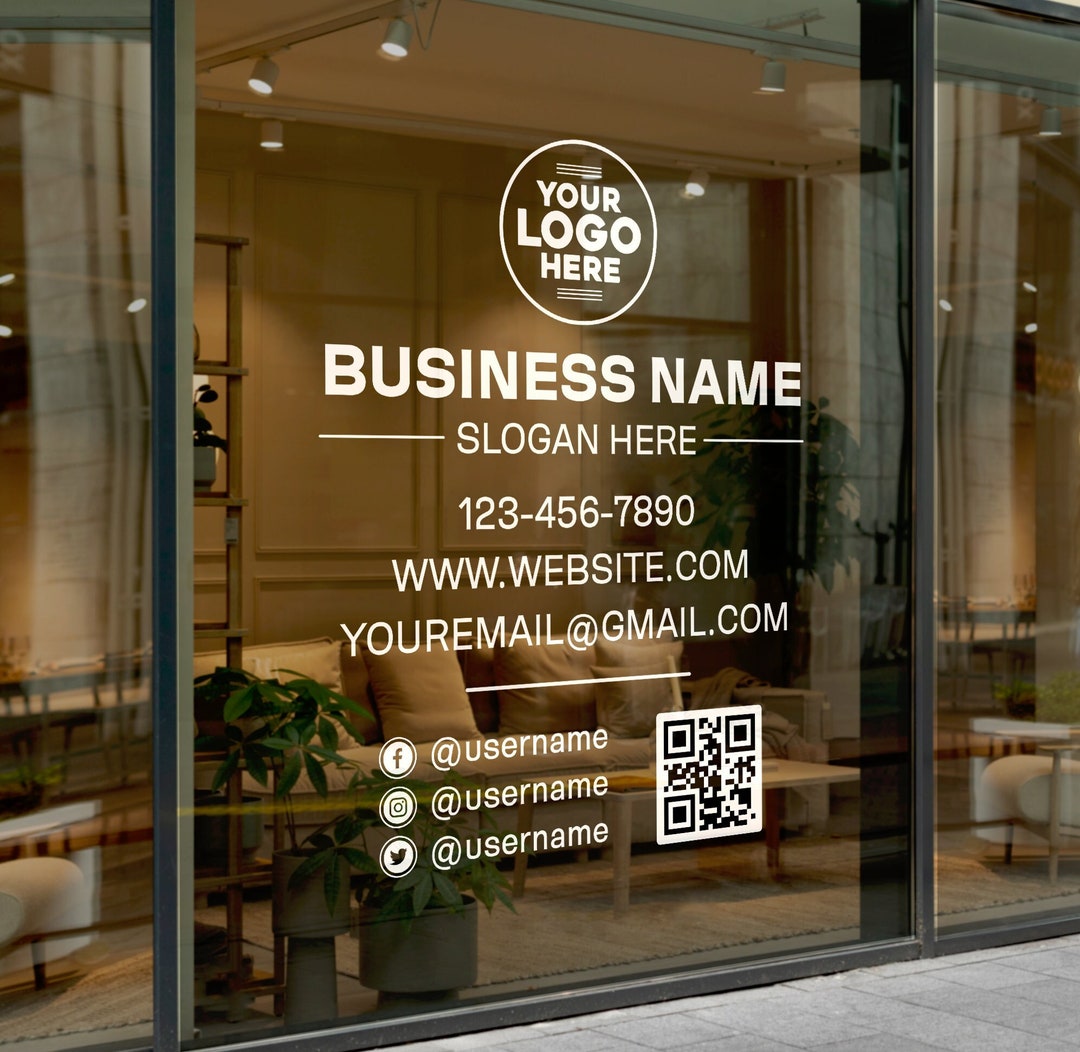 Custom Vinyl Window Decal for Business - Business Door Sign - Logo ...