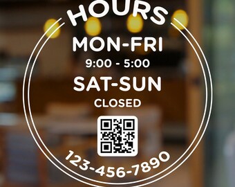 Custom Store Hours Decal Business Door Sign for Hours of Operation Open ...