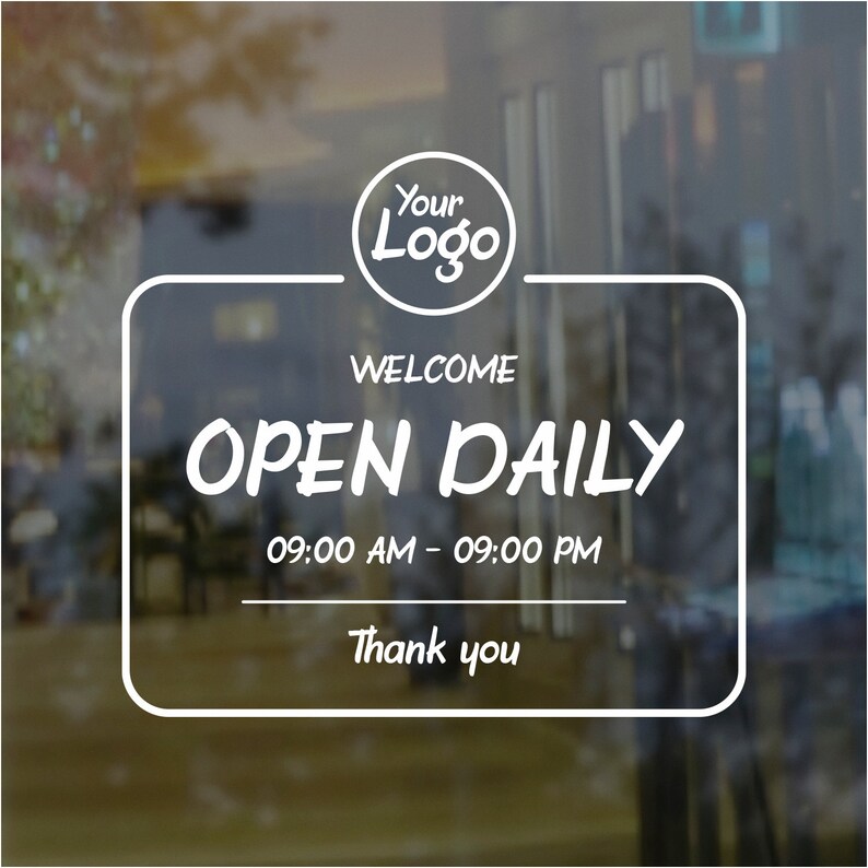 Custom Business Hours Decal Personalized Store Front Sign Open Closed ...