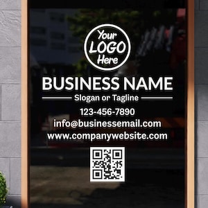 Custom Window Decal With Business Logo and QR Code - Storefront Sticker ...