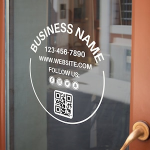 Custom Business Window Decal: Vinyl Lettering, Logo, QR Code - Etsy