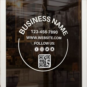 Custom Business Window Decal: Vinyl Lettering, Logo, QR Code - Etsy