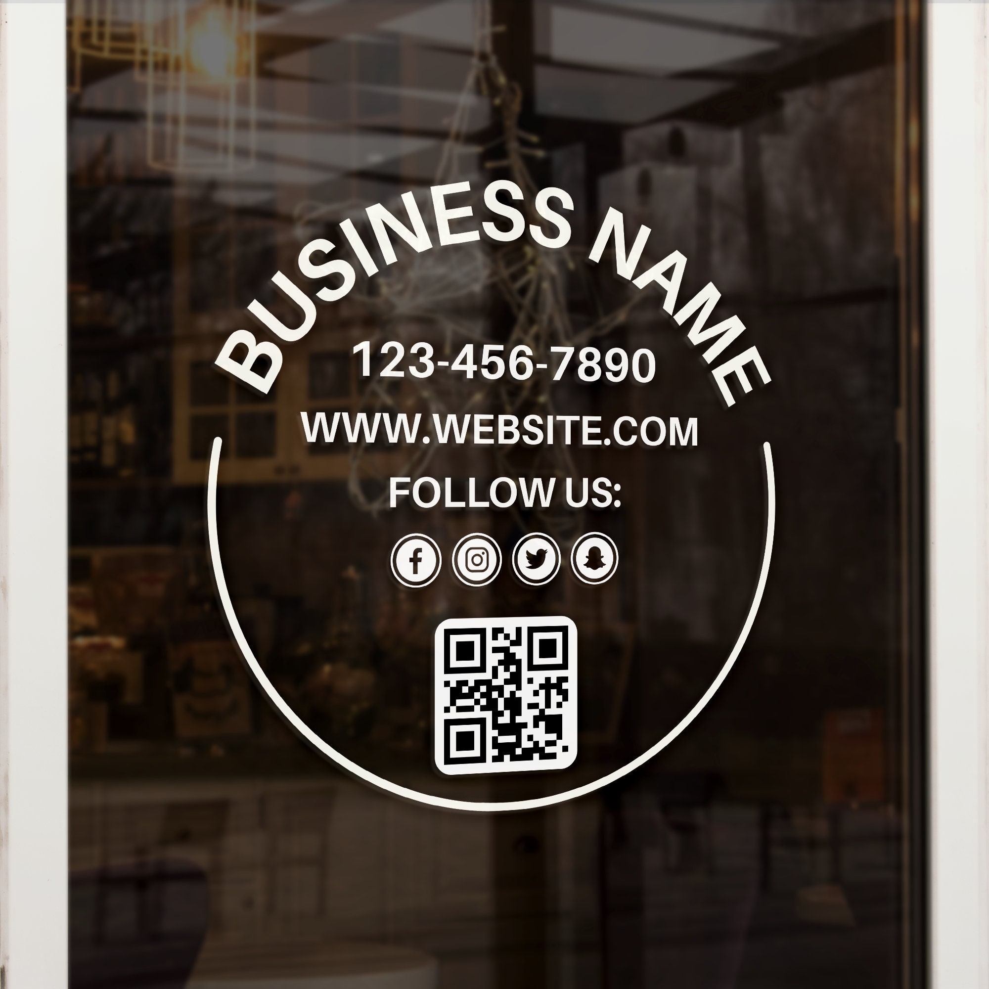 Custom Business Window Decal: Vinyl Lettering, Logo, QR Code - Etsy
