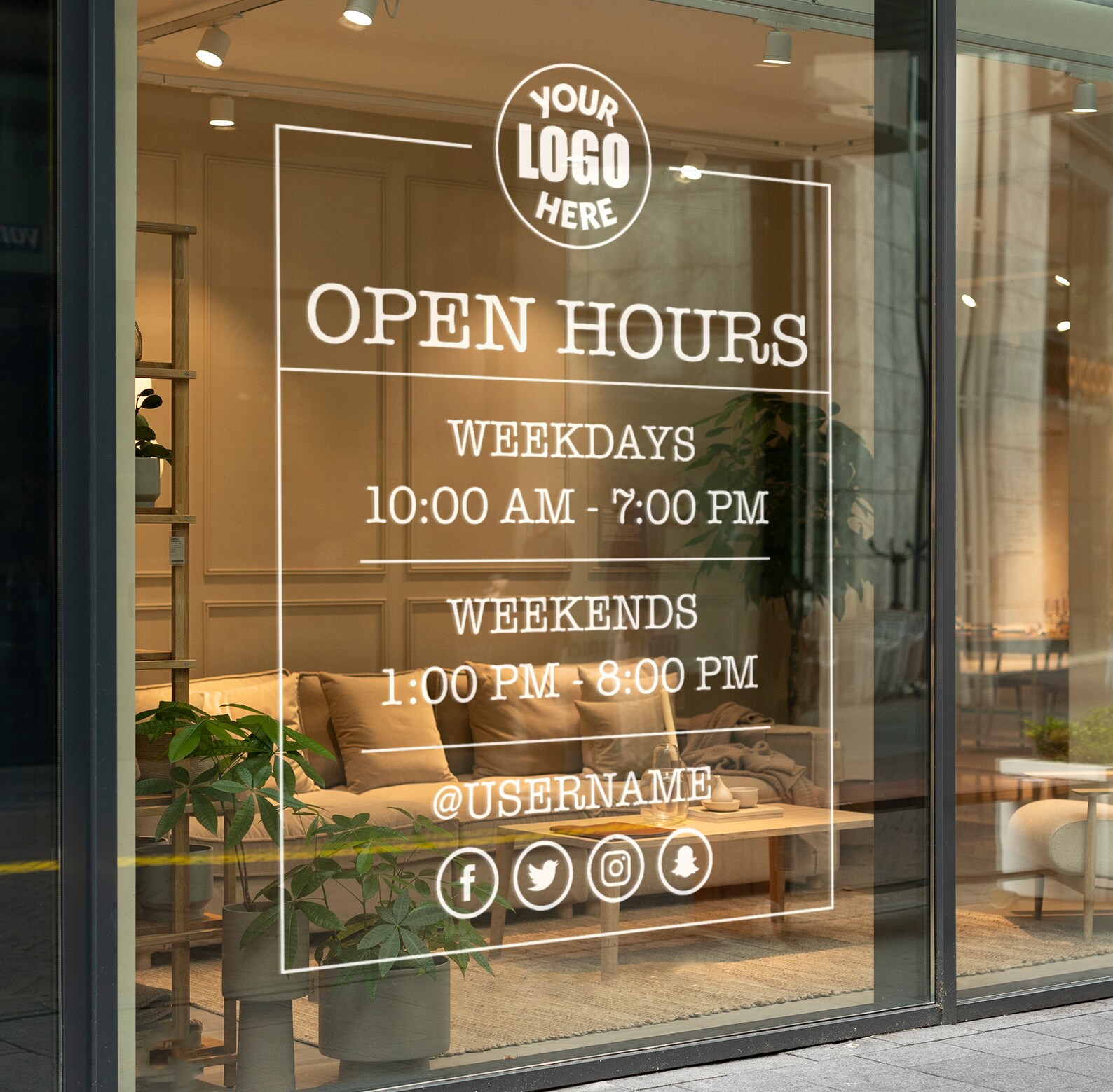 Custom Store Hours Decal - Business Door Sign for Hours of Operation ...
