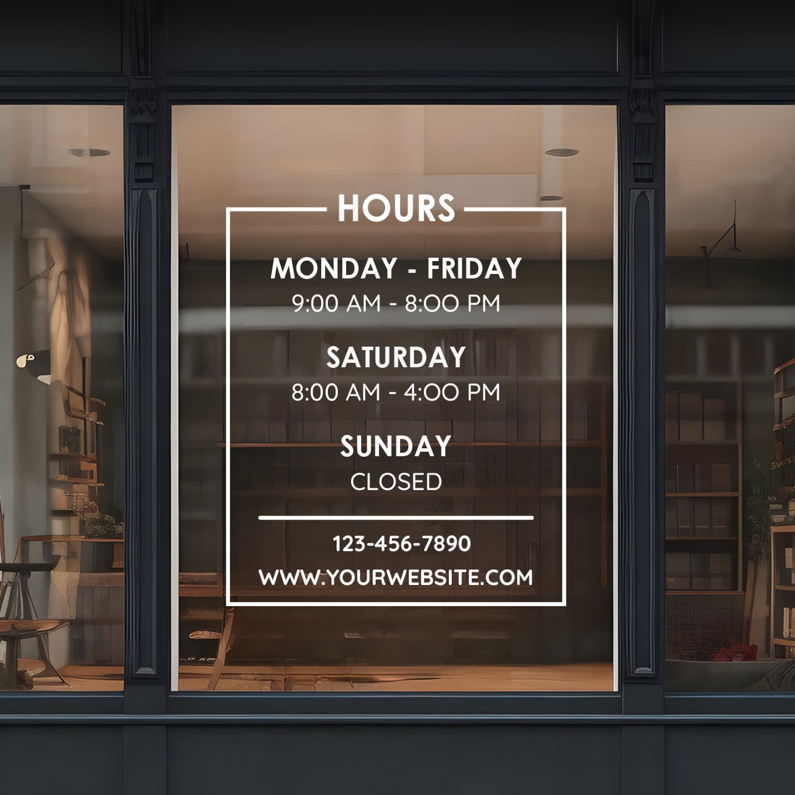 Custom Store Hours Decal Business Door Sign for Hours of Operation Open ...