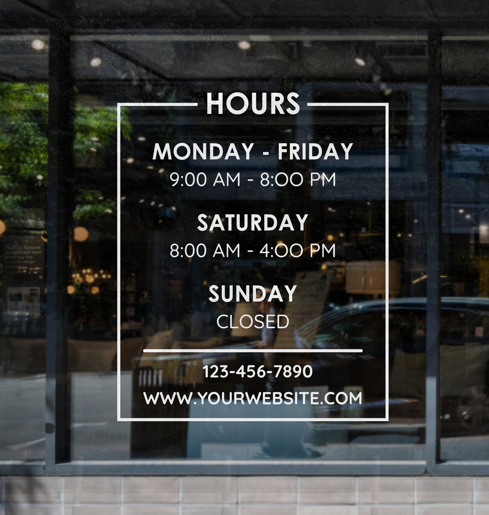 Custom Store Hours Decal Business Door Sign for Hours of Operation Open ...