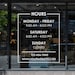 Custom Store Hours Decal - Business Door Sign for Hours of Operation ...