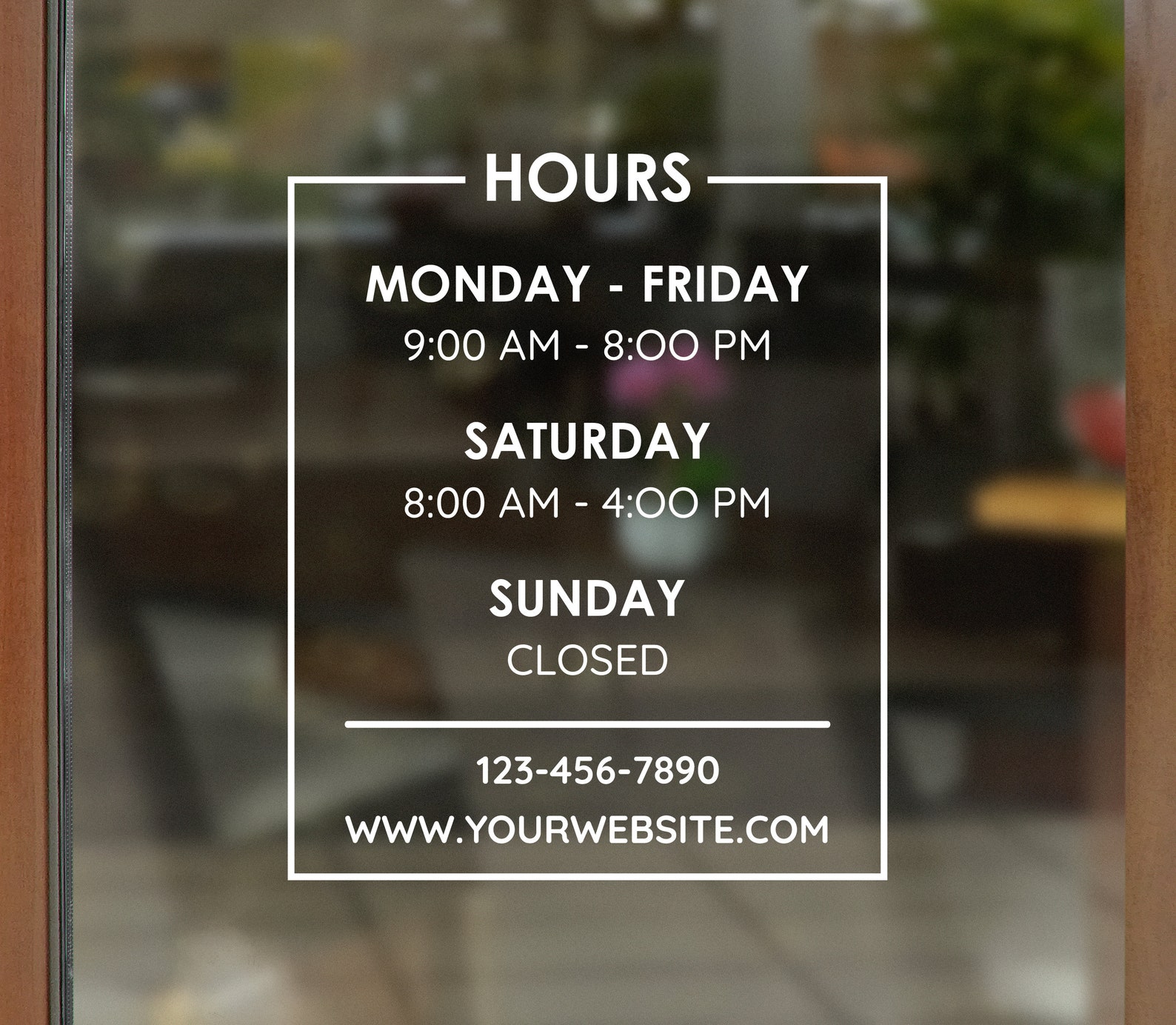 Custom Store Hours Decal - Business Door Sign for Hours of Operation ...