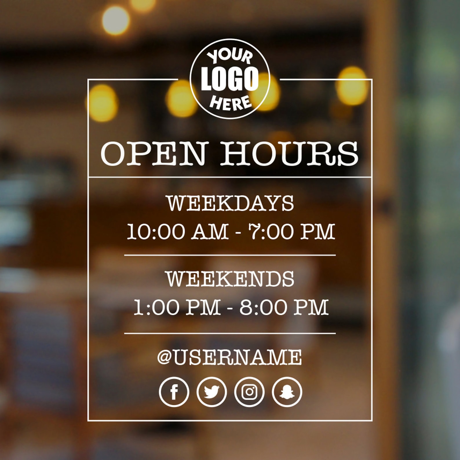 Custom Store Hours Decal - Business Door Sign for Hours of Operation ...