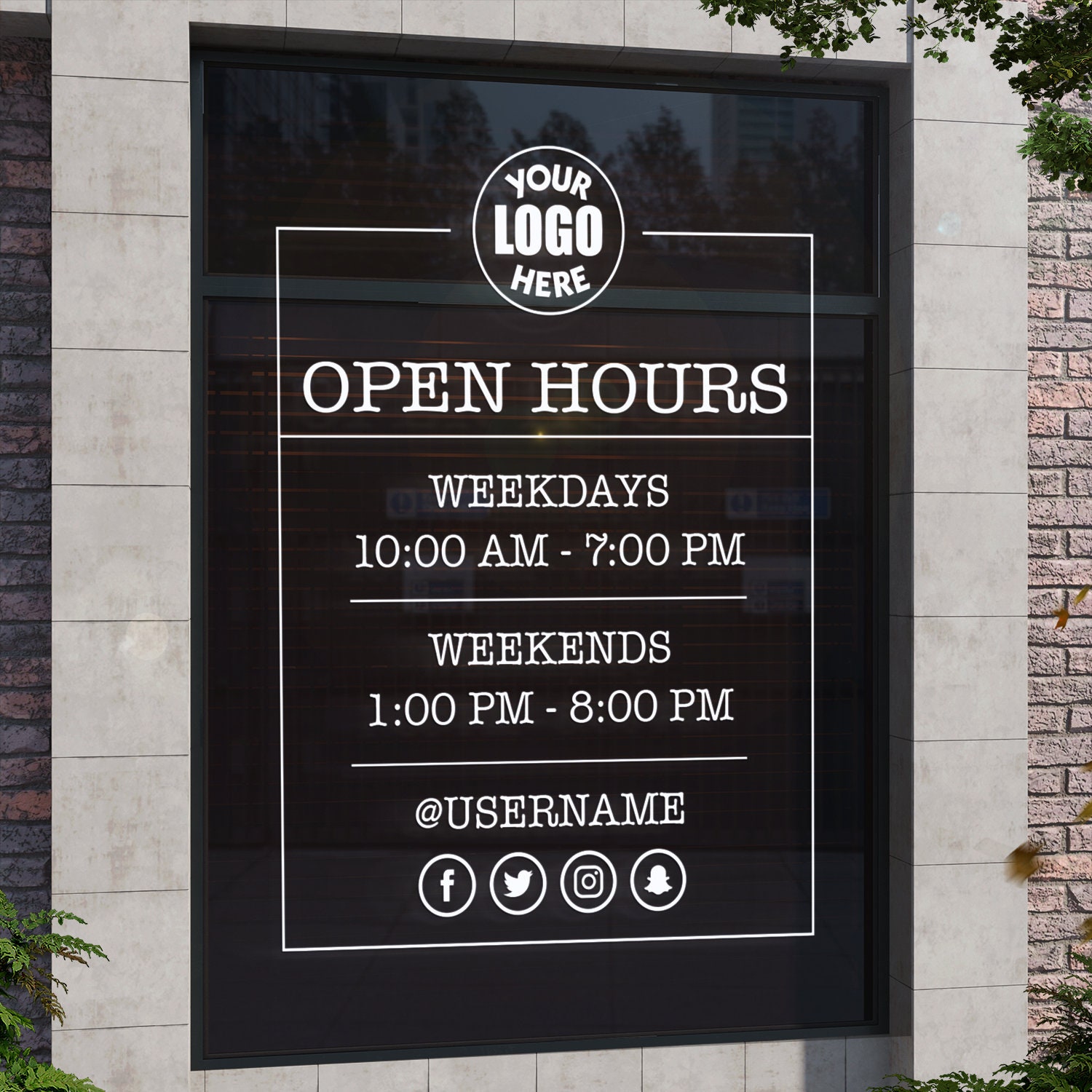 Custom Store Hours Decal Business Door Sign for Hours of Operation Open Closed Sign for Store ...