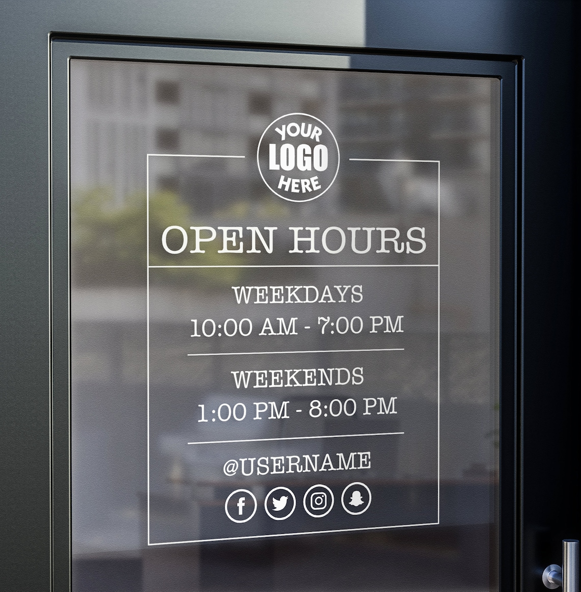 Custom Store Hours Decal Business Door Sign for Hours of Operation Open ...