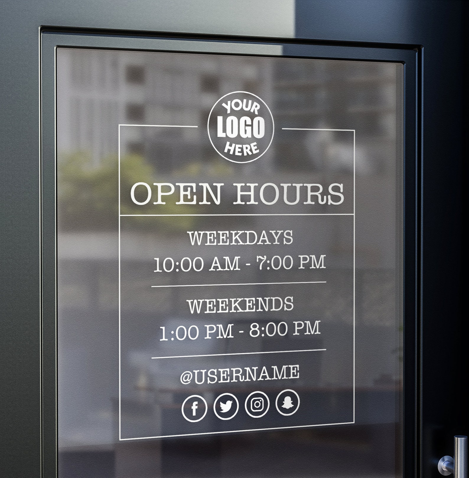 Custom Store Hours Decal - Business Door Sign for Hours of Operation ...