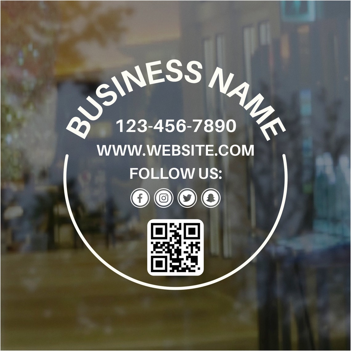 Custom Business Window Decal: Vinyl Lettering, Logo, QR Code - Etsy