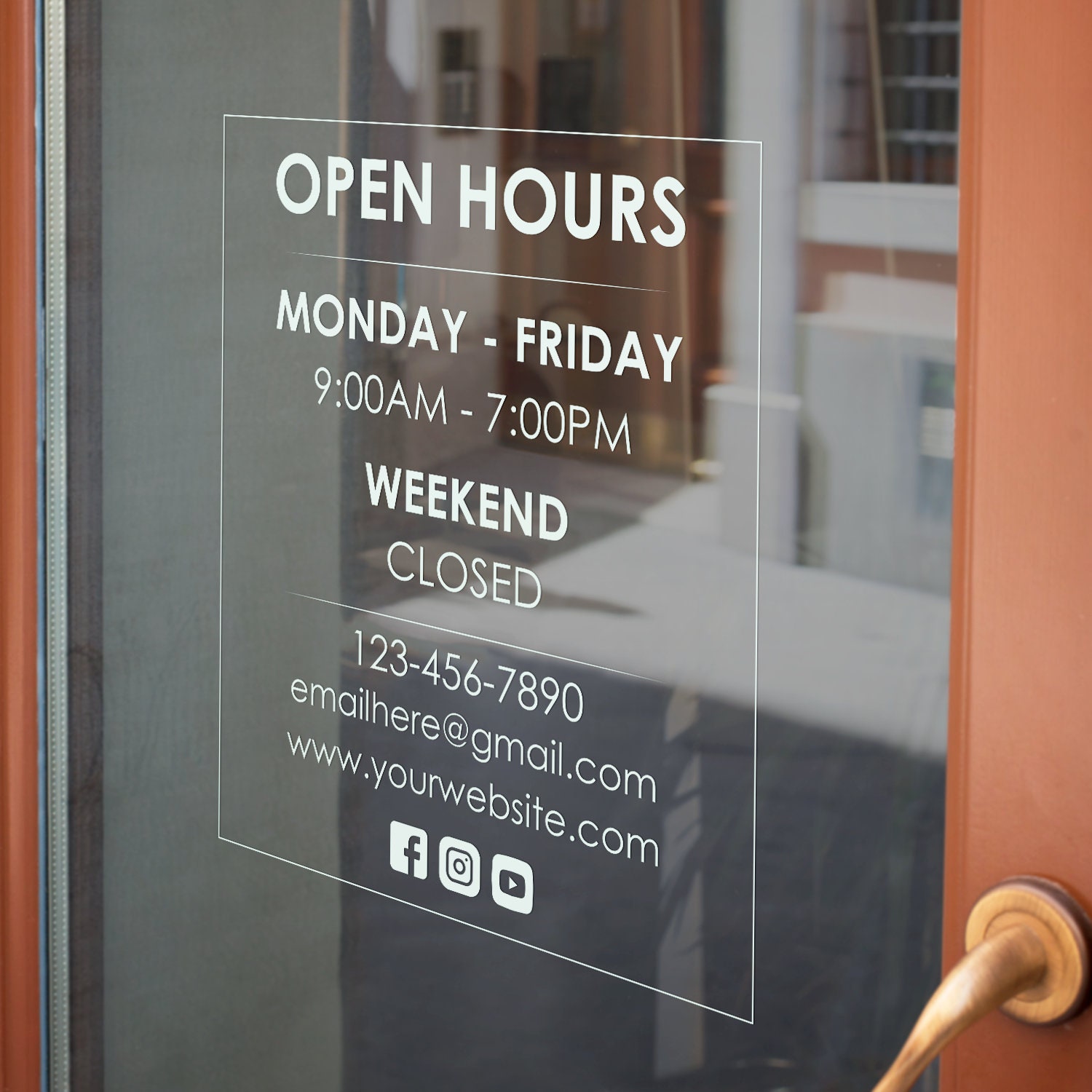 Customizable Business Hours Decal Business Door Sign for Hours of ...