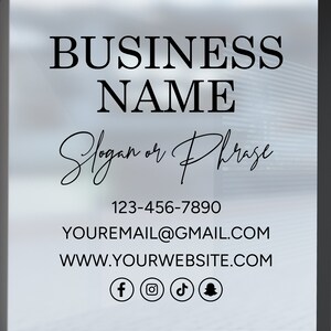 Personalized Business Window Decal Your Company Name Vinyl Decal ...