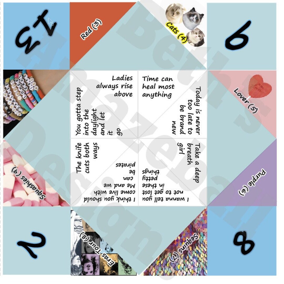 Taylor Swift Inspired Cootie Catcher Fortune Teller blue Version - Etsy