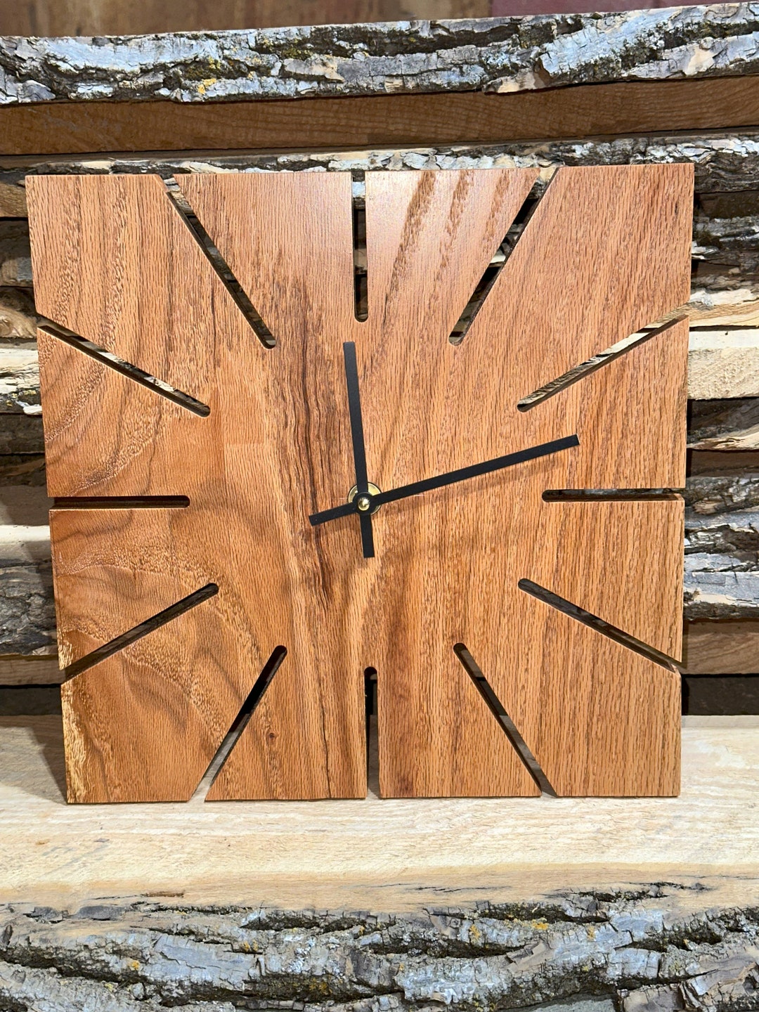 Solid Hardwood Clock in Walnut, Ash, Maple or Oak. Contemporary, Mid ...