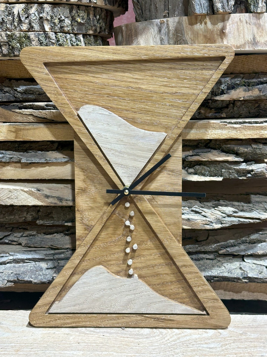 Hourglass Inspired Solid Wood, Hardwood Wall Clock in Walnut, Ash, Oak ...
