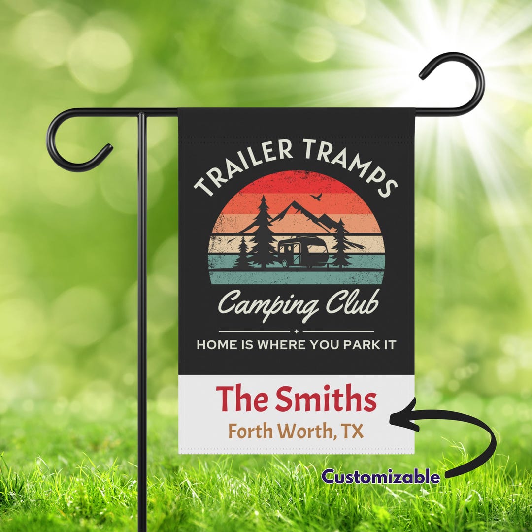 Campsite Sign and RV Decor for Custom Camping Flag Gift for Camper and ...