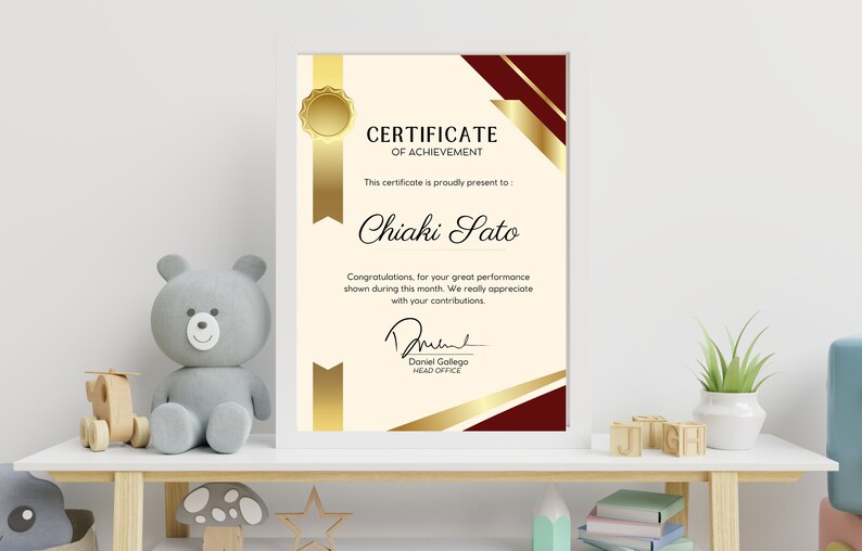 Red Brown Achievement Certificate Template, Modern Certificate Template ...