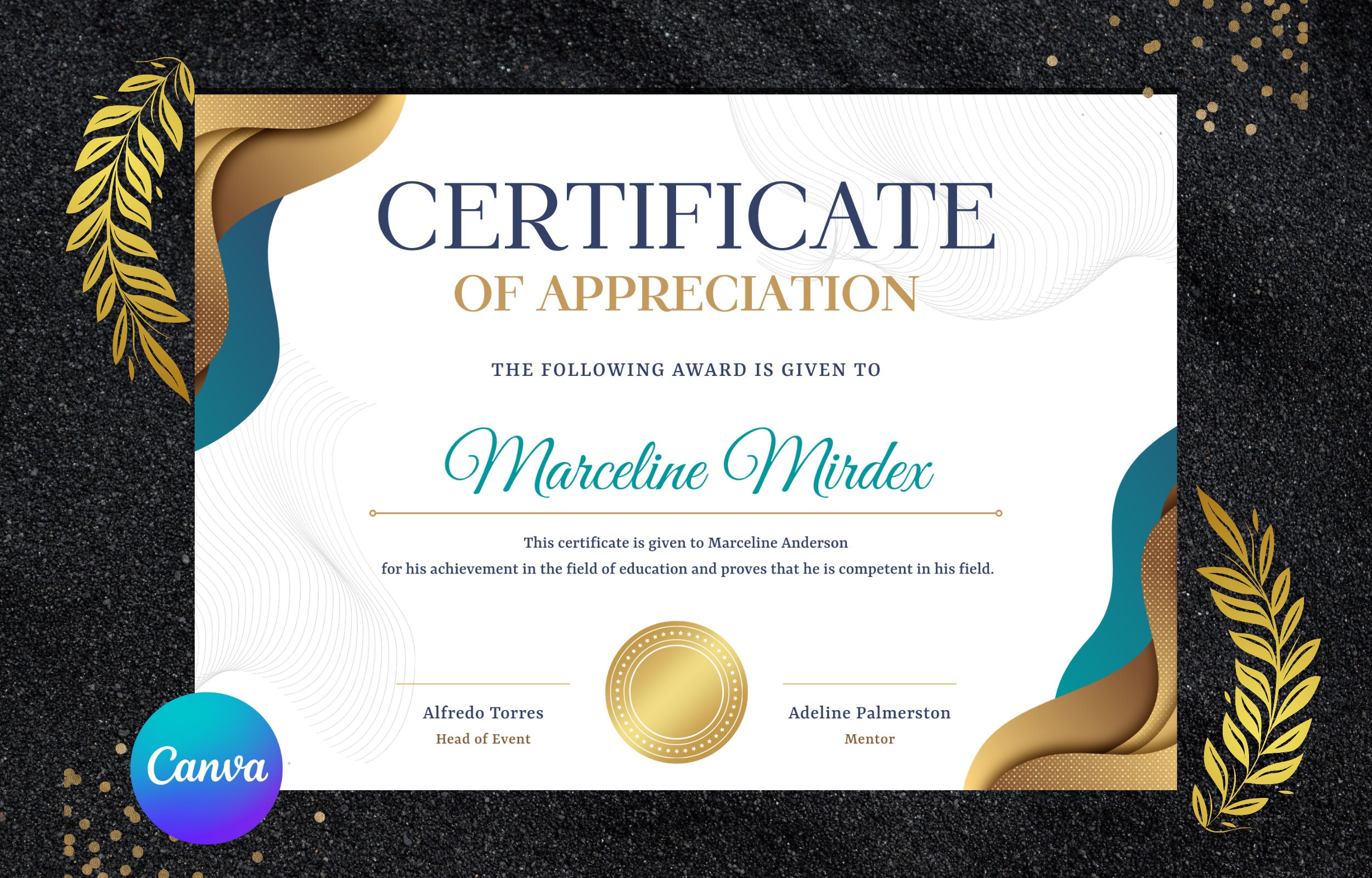 Personalized Appreciation Certificate, Customizable Achievement Award ...