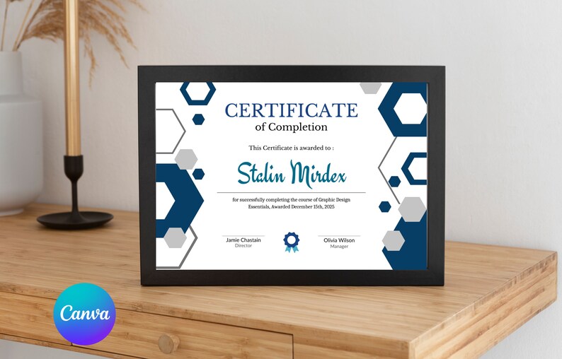 Exquisite Certificate of Completion, Elegant Diploma Holder, Graduation ...