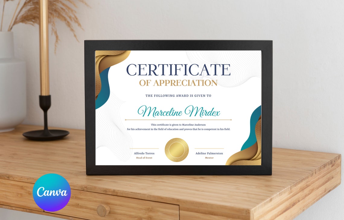 Personalized Appreciation Certificate, Customizable Achievement Award ...